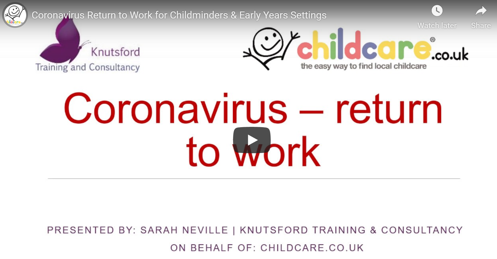 Coronavirus Return to Work Training Video - Childcare.co.uk